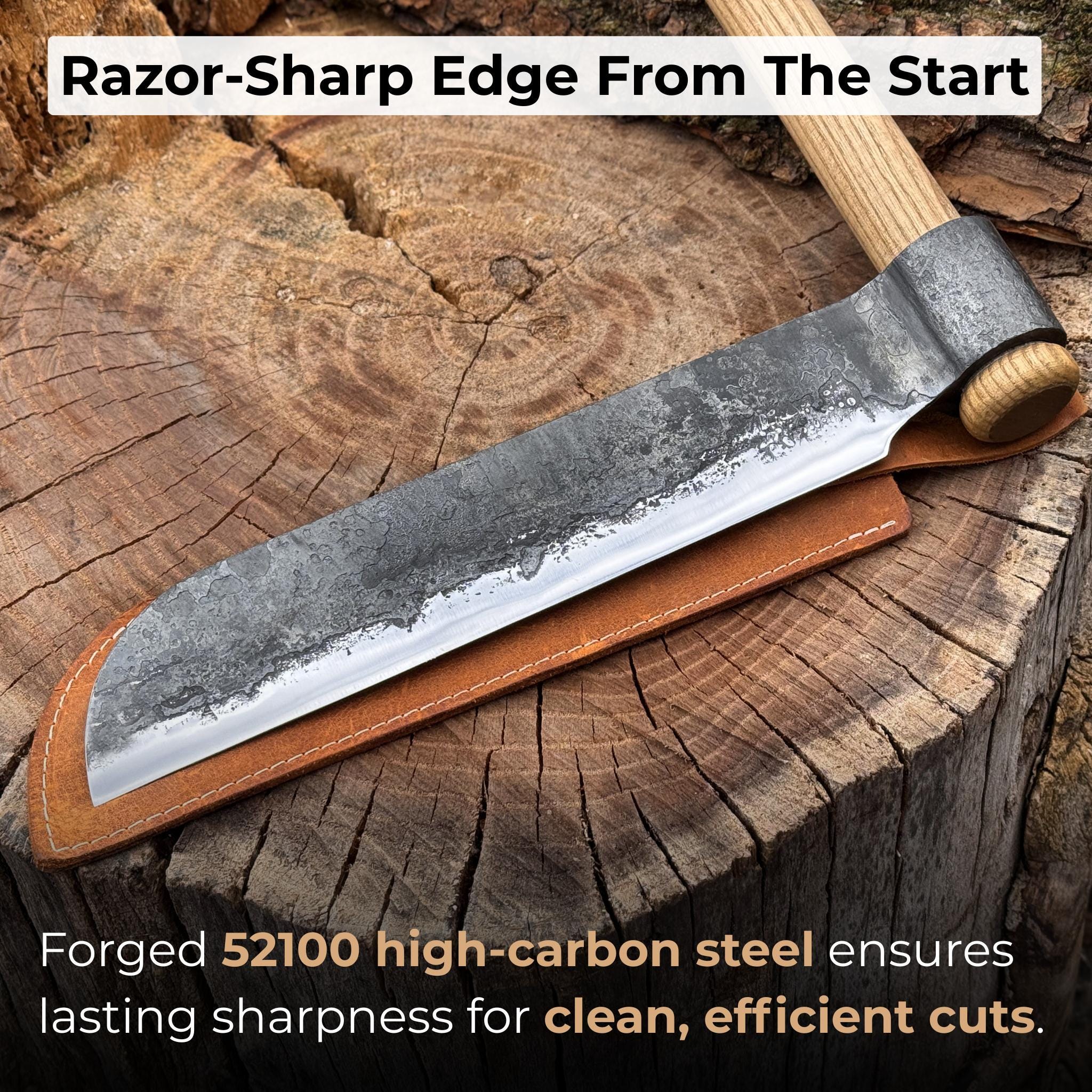 Hand Forged Froe and Wooden Mallet for Woodworking. Sharp Carbon Steel ...