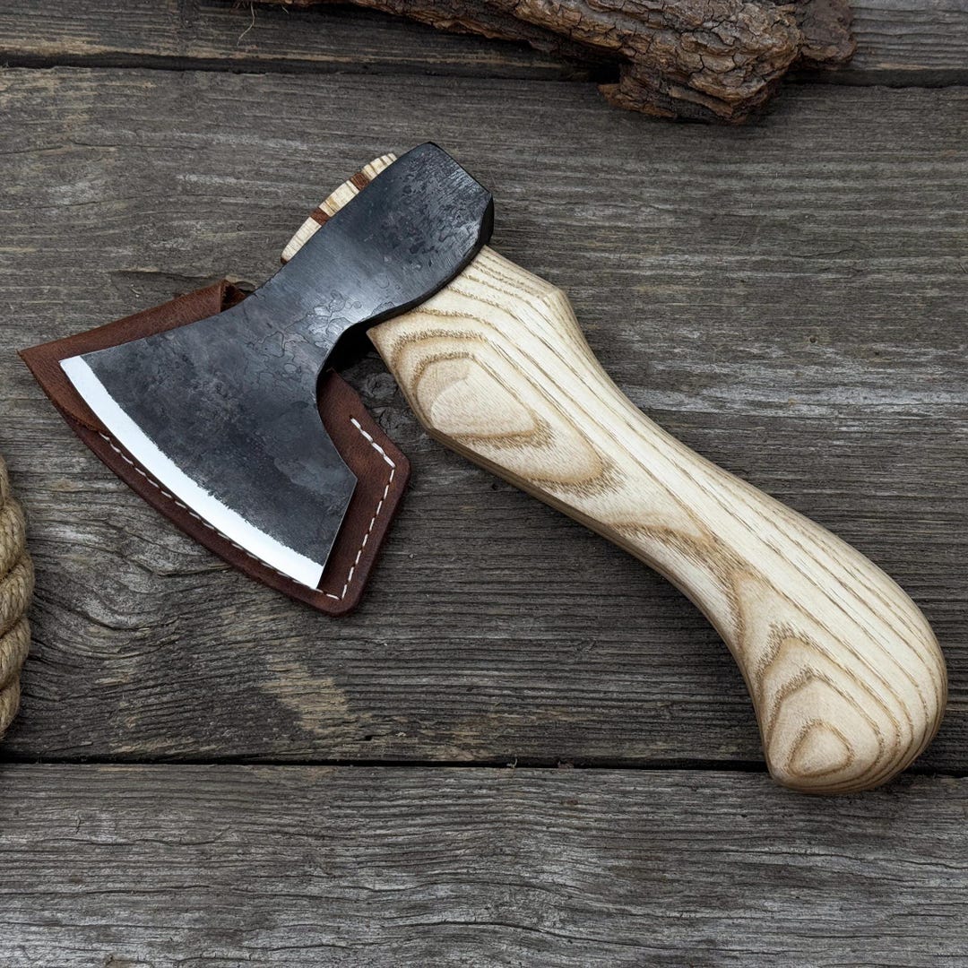 Axe for Carving Projects. Sharp Carbon Steel Blade, Ergonomic Ash Wood ...