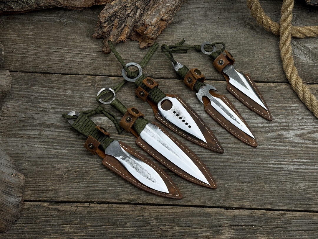 Throwing Knife Set 5 PCS. Balanced Blades (not Sharpened). Hand Forged ...