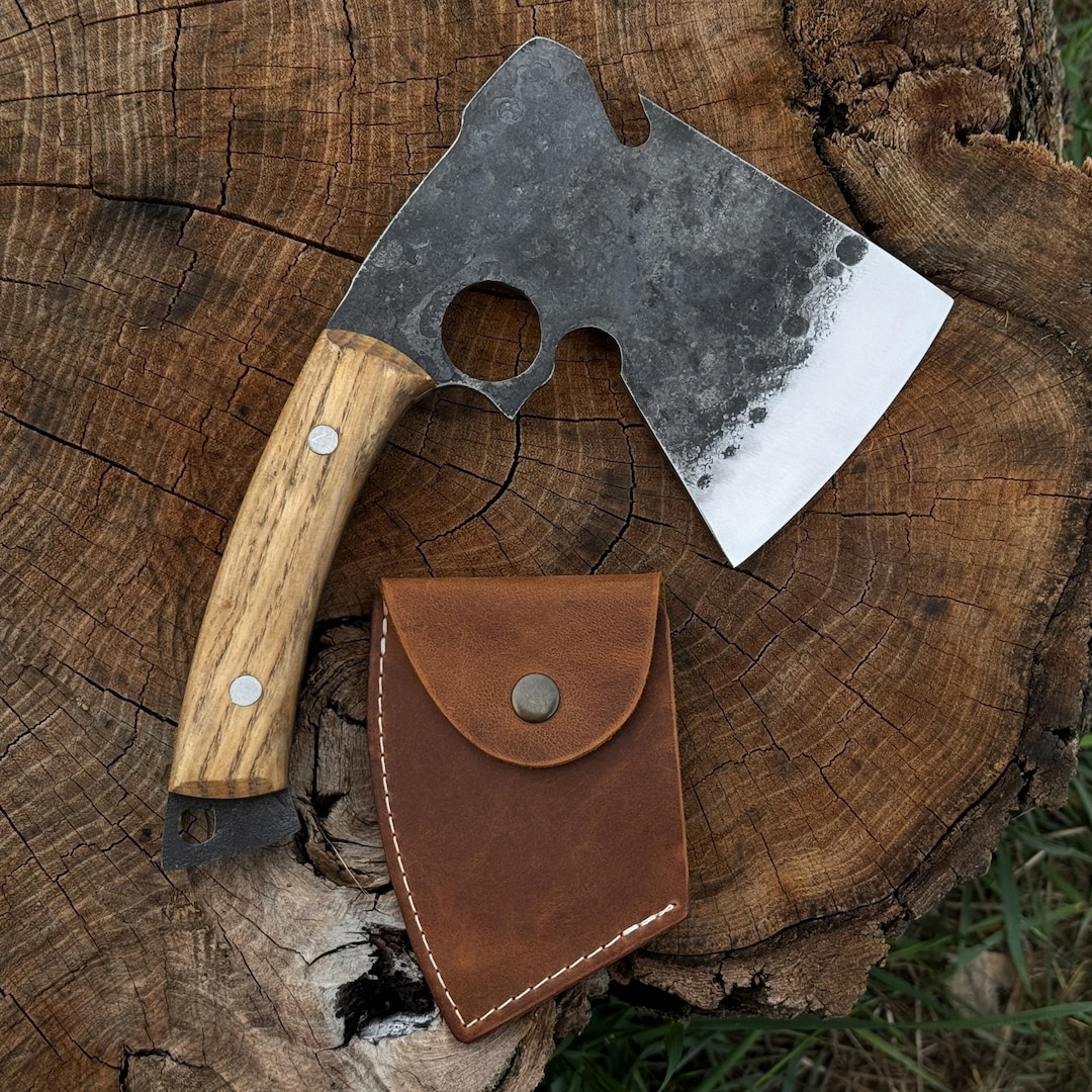 Hand Forged Small Flat Axe – Sharp 52100 Carbon Steel Blade, Ergonomic ...