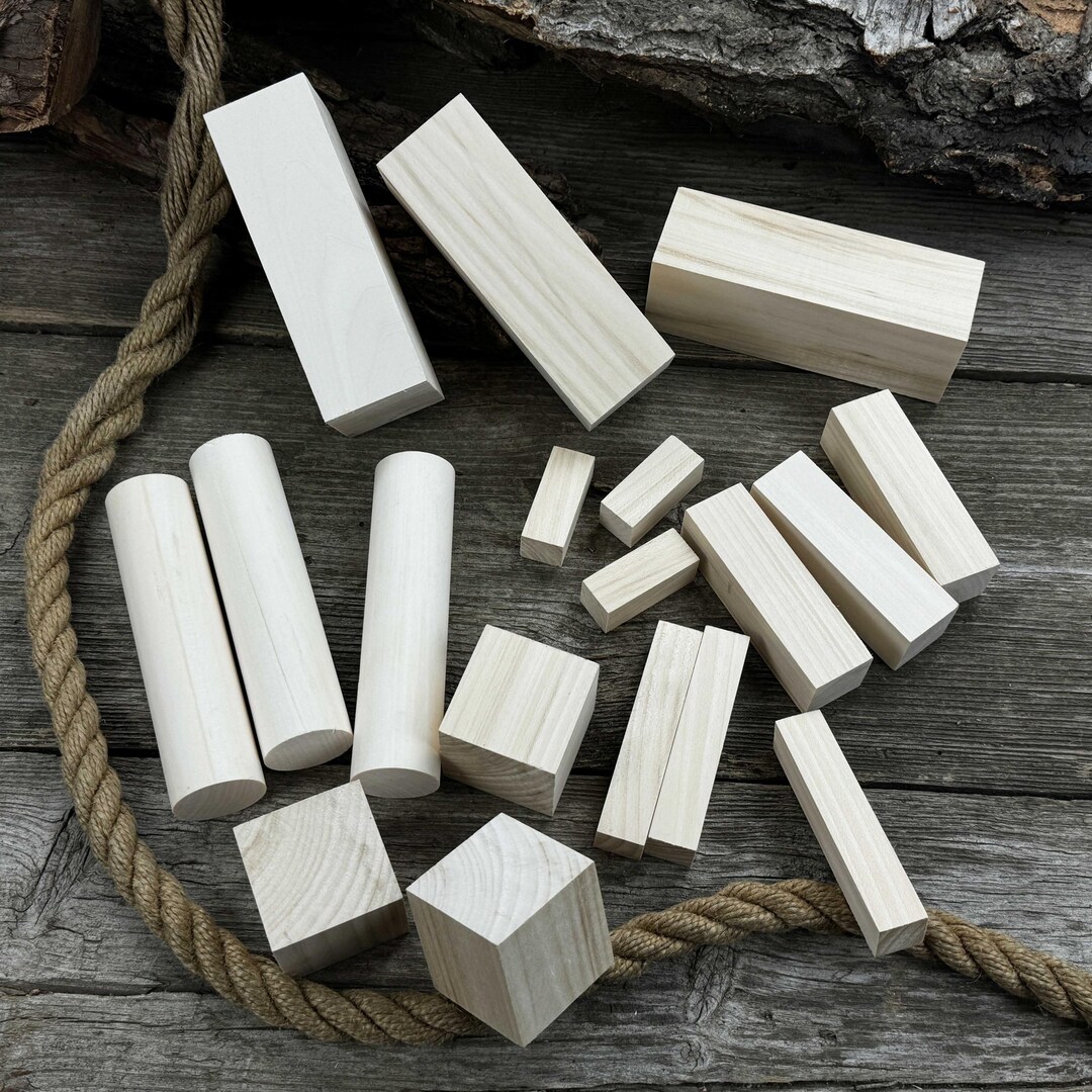18 PCS Wood Blank Set for Whittling and Other Projects. Natural Quality ...