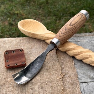 Hand-forged Bent Gouge – 52100 Carbon Steel Blade, Ash Wood Handle ...