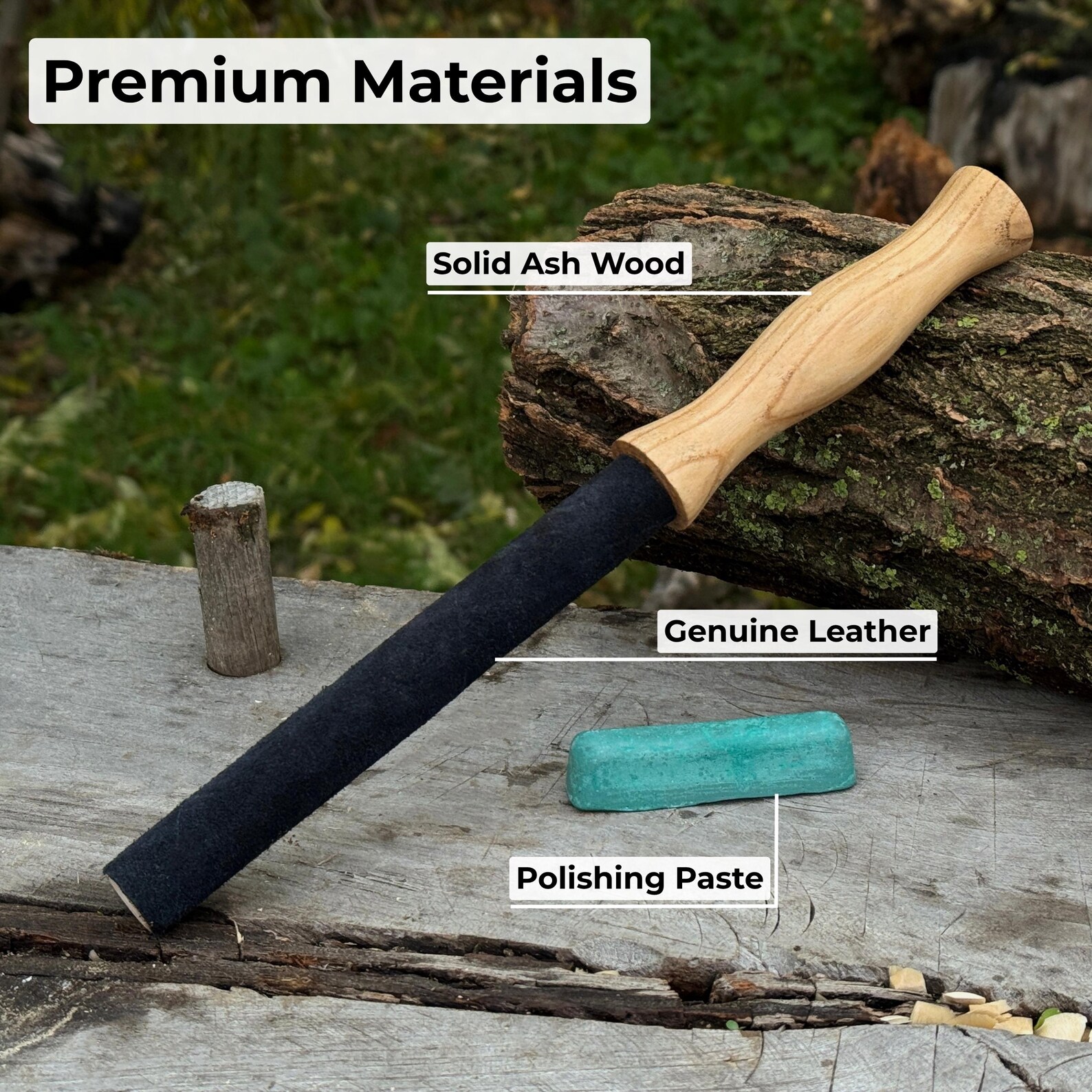 Round Leather Strop for Knife Sharpening. Polishing Paste Included. Ash ...