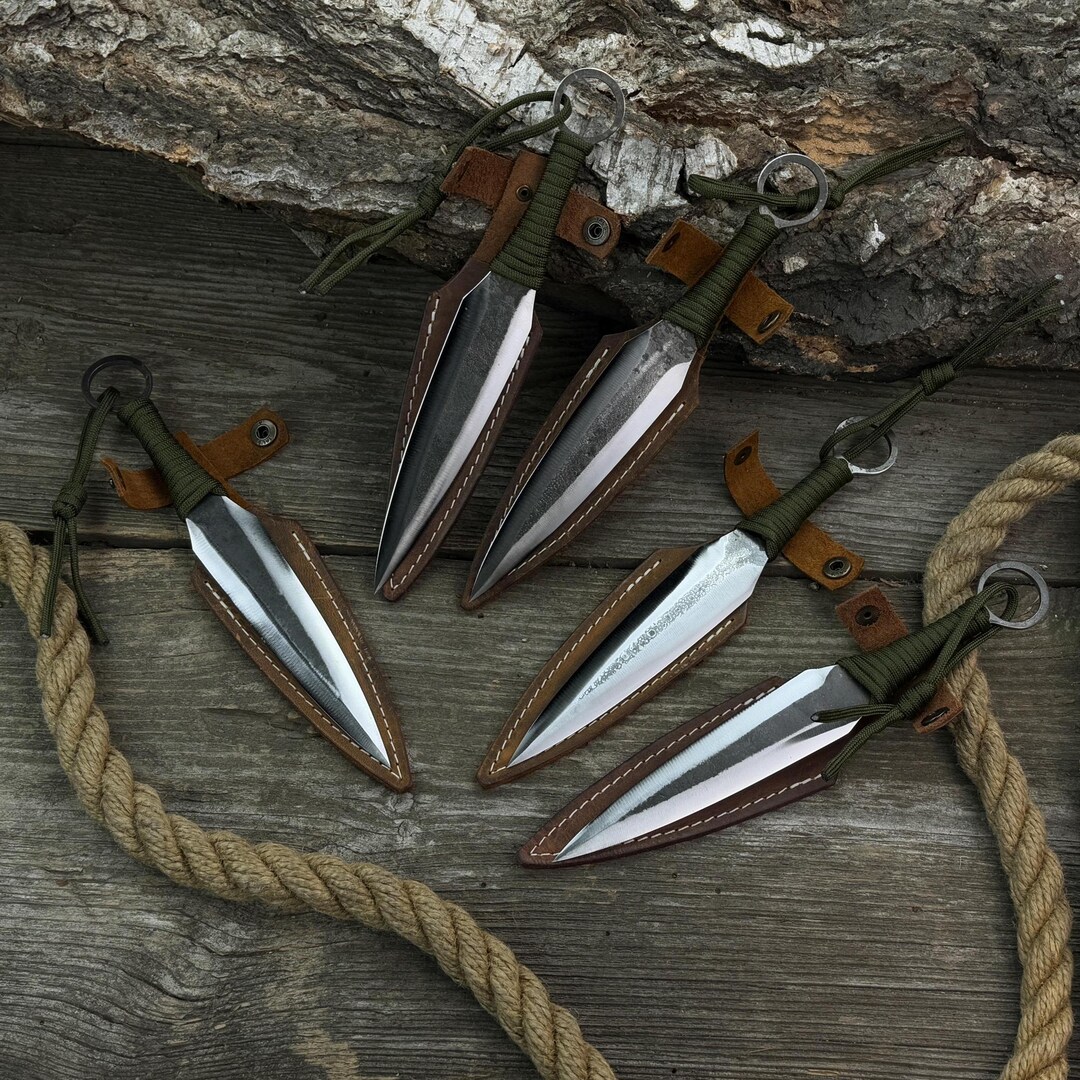 Hand-forged 5-piece Throwing Knife Set – (not Sharpened) 52100 Carbon ...