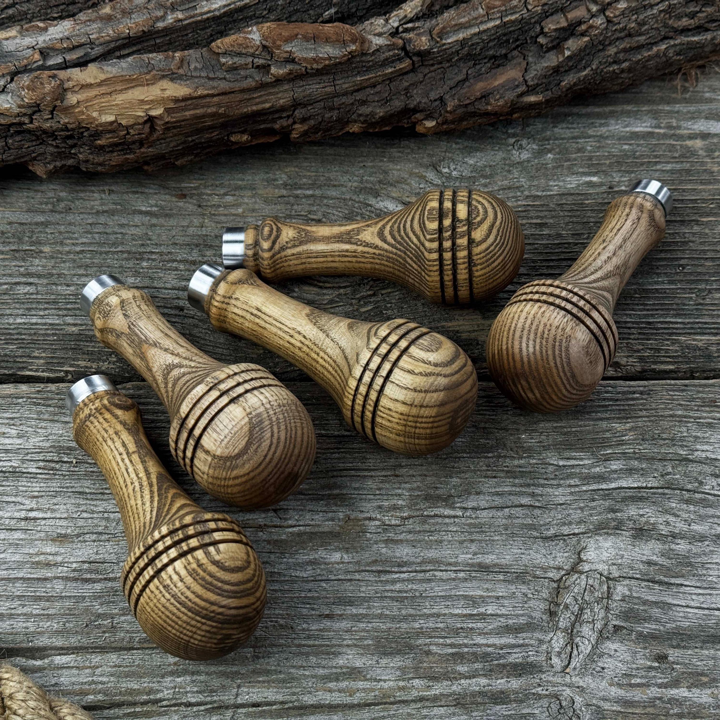 Set of 5 Handcrafted Wooden Handles. Ergonomic Ash Wood Handles With ...