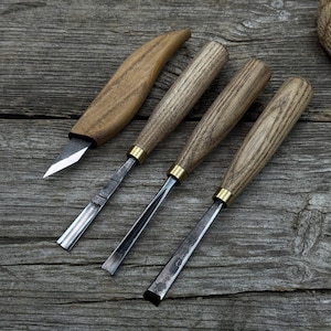 4 PCS Detailed Carving Tool Set. Sharp Carbon Steel Blades, Ash Wood ...
