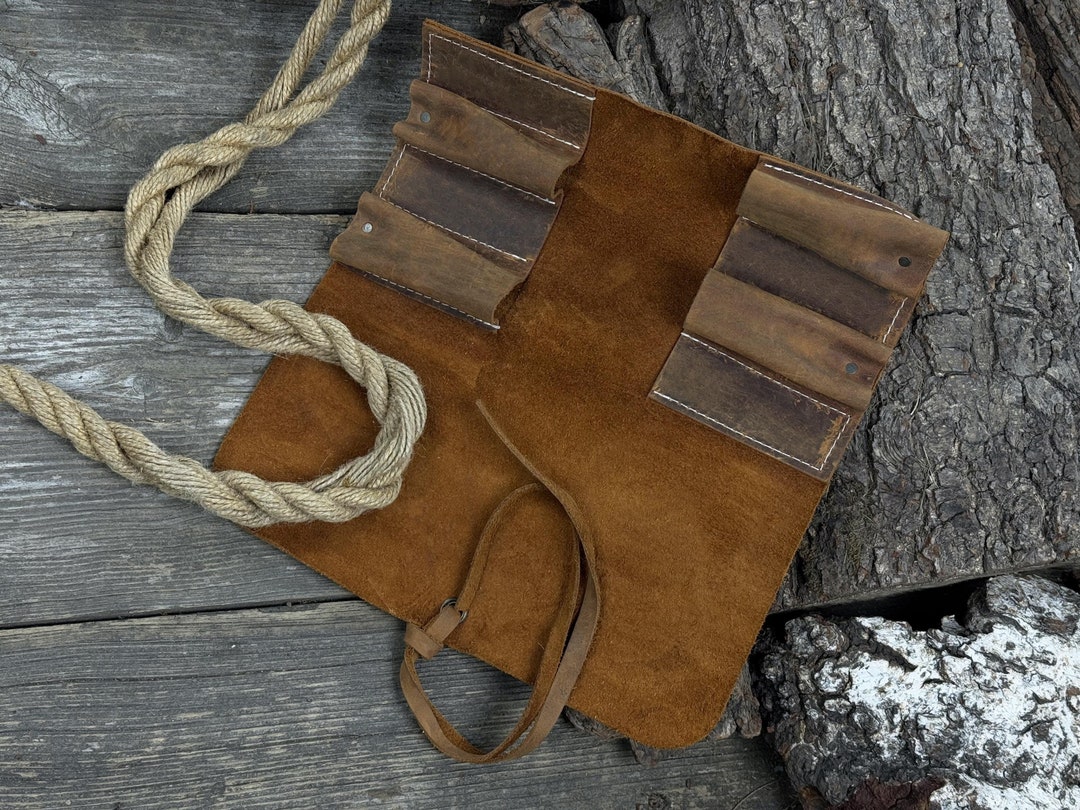 Universal Leather Tool Roll With 4 Pockets. Genuine Leather Crazy Horse ...