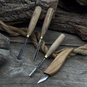 4 PCS Detailed Carving Tool Set. Sharp Carbon Steel Blades, Ash Wood ...