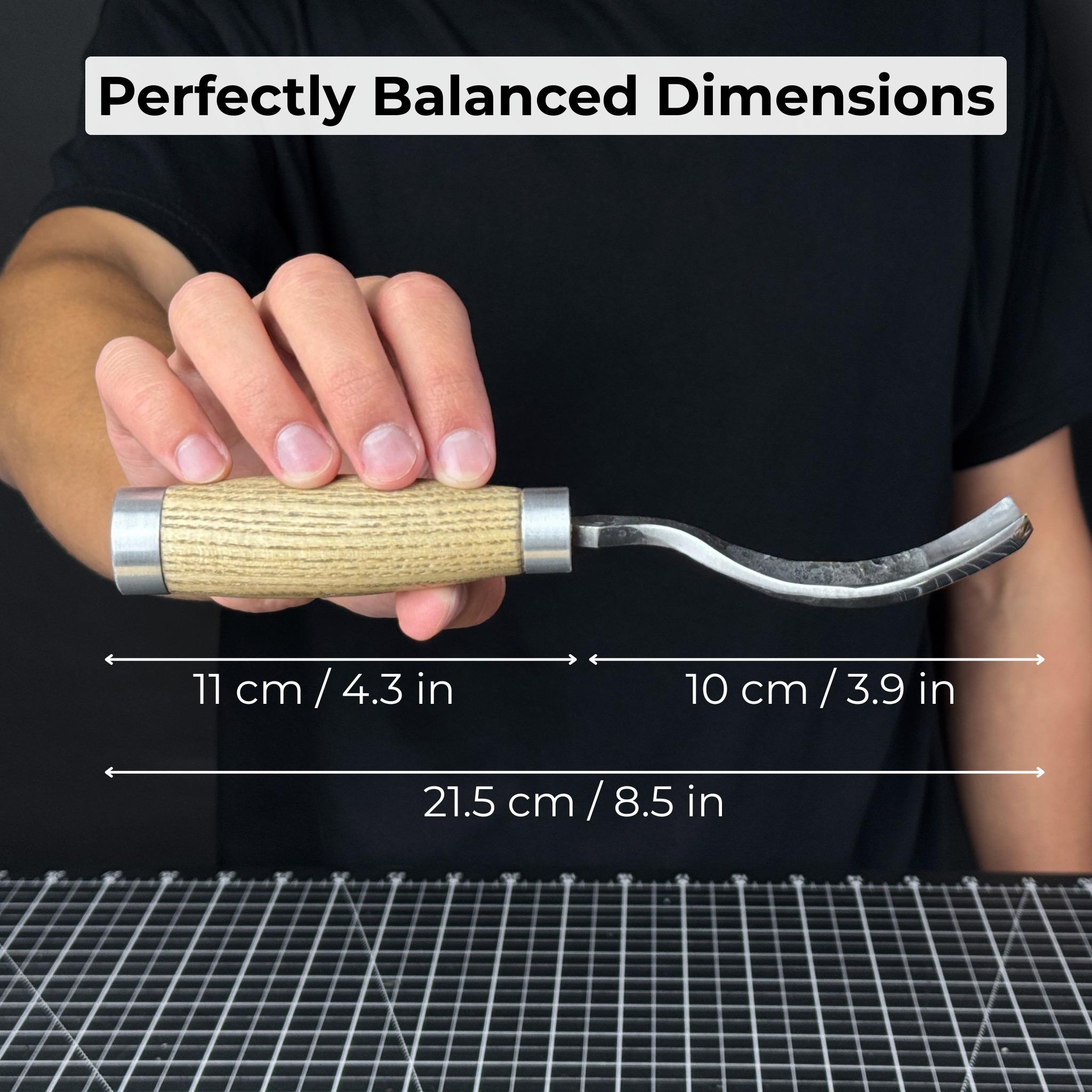 Hand-forged Bent Gouge – 52100 Carbon Steel Blade, Ash Wood Handle ...