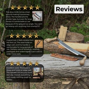 Large Curved Drawknife – Hand Forged 52100 Carbon Steel Blade, Ash ...