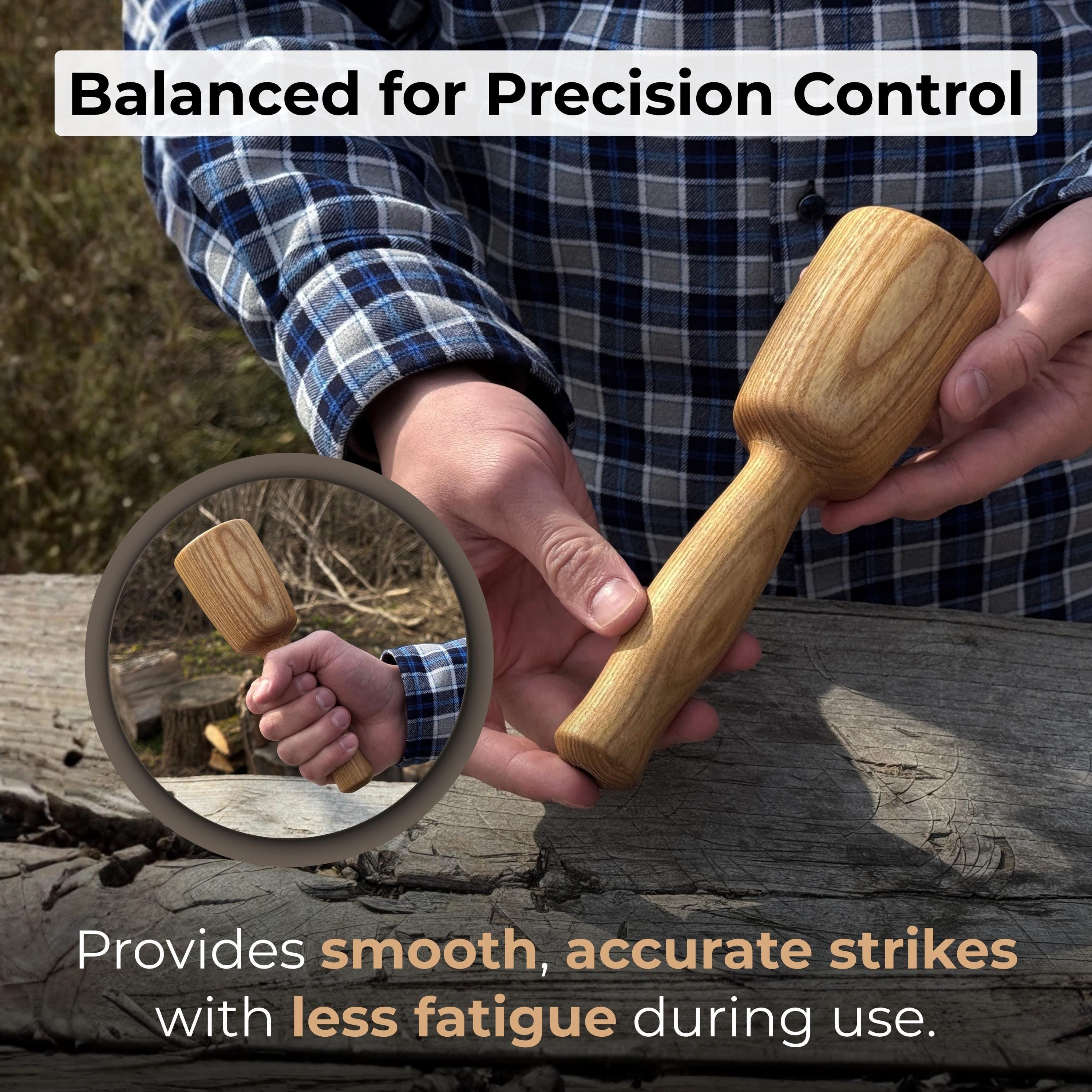 Small Wooden Mallet. Ergonomic Handle and Balanced Weight. Compact and ...