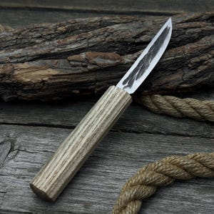 Yakut Knife. Sharp Carbon Steel Blade, Ash Wood Handle, Leather Sheath ...