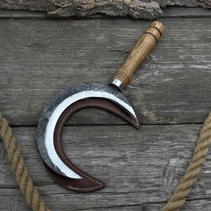 Crescent Moon Sickle for Gardening. Sharp Carbon Steel Blade, Ergonomic ...