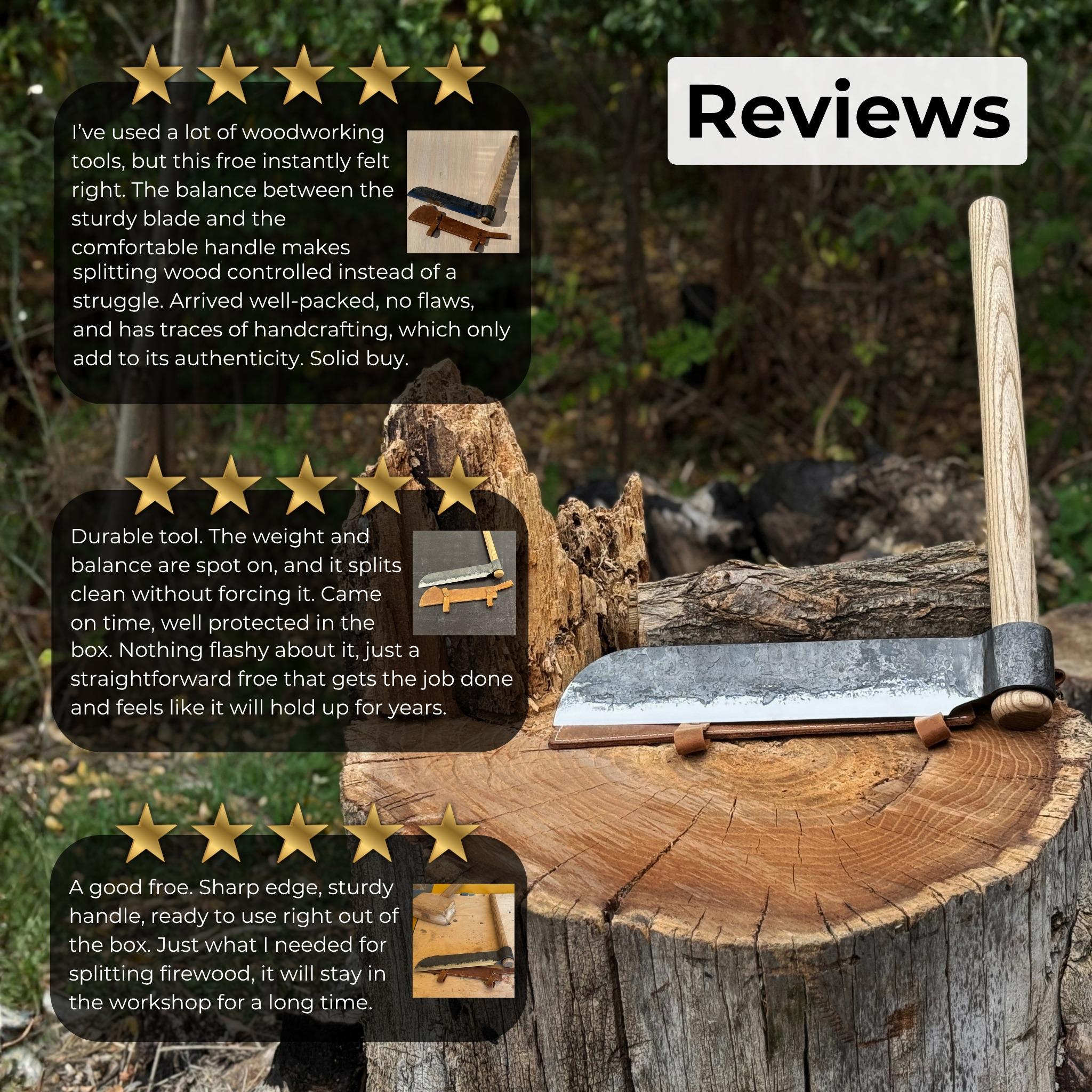 Wood Splitting Froe – 52100 Carbon Steel Blade, Ash Handle – Hand ...