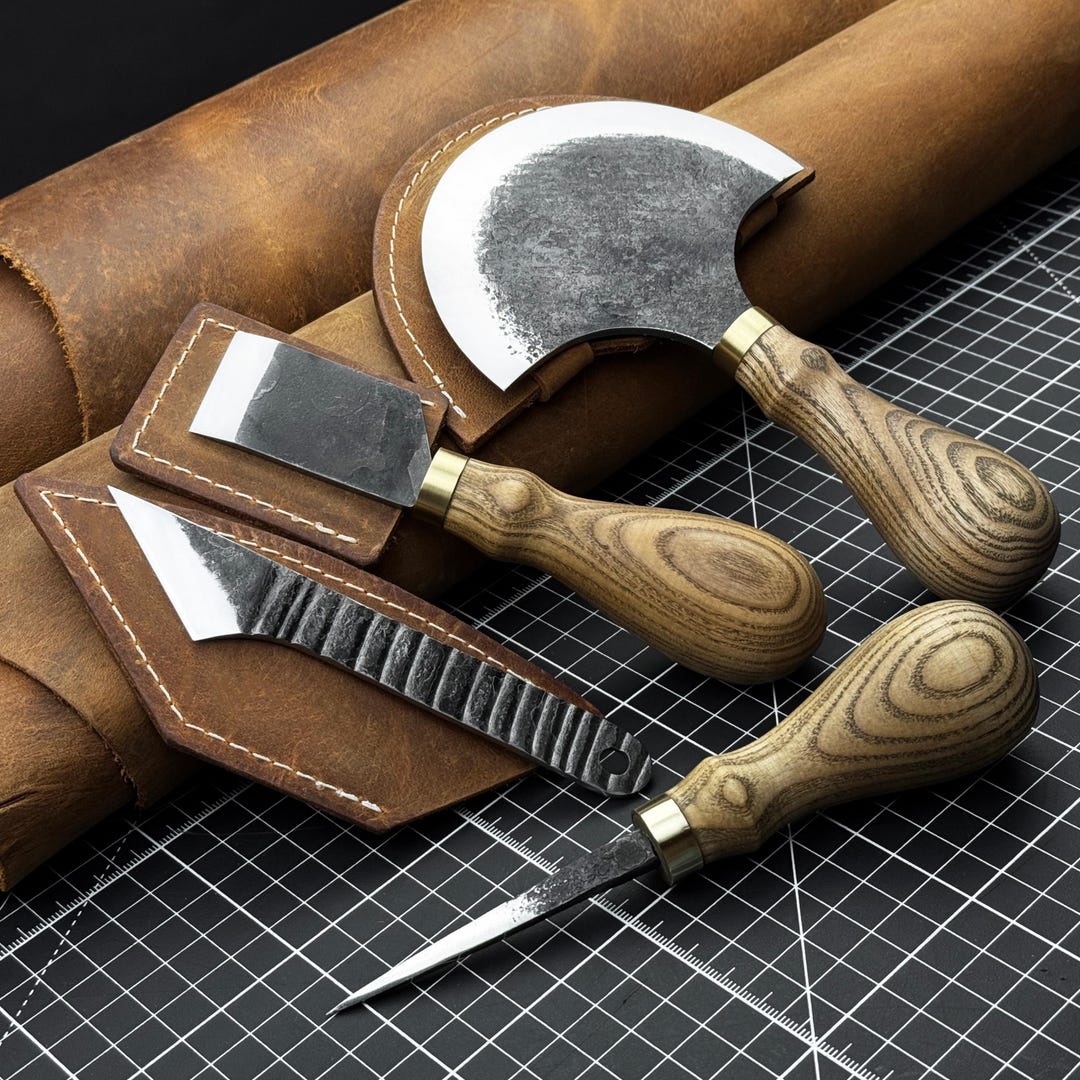 4-piece Leather Tool Set. Razor Sharp Blades. Hand Forged From Hardened ...