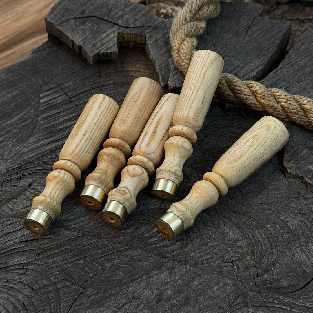 5-piece Ash Wood Handle Set With Brass Rings. Universal Replacement ...