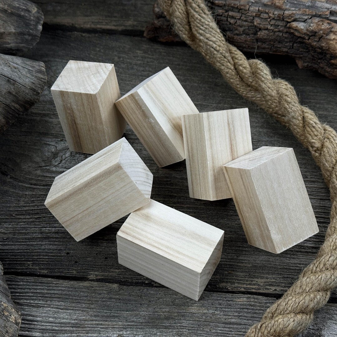 Set of 6 Wood Blanks for Whittling and Creative Projects. Natural ...