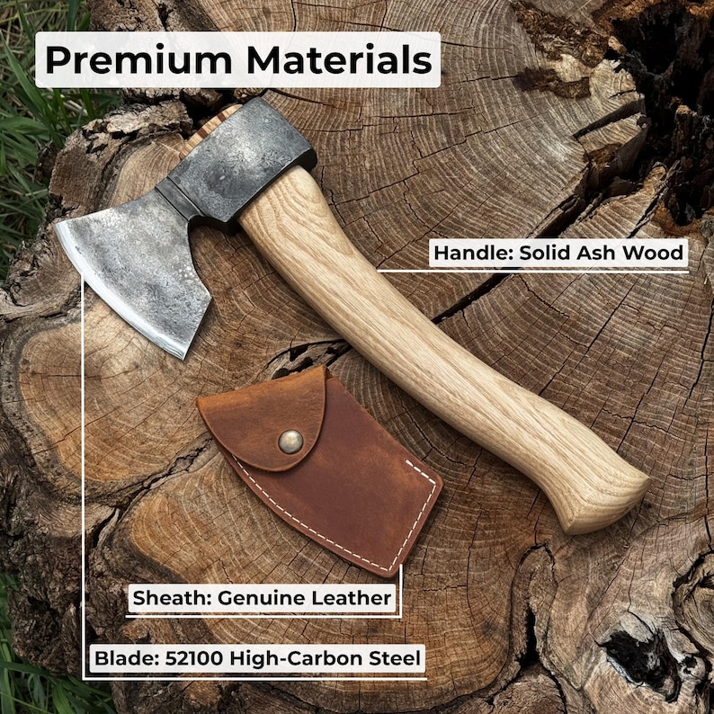 Hand Forged Axe for Wood Carving – 52100 Carbon Steel Blade, Ash Handle ...