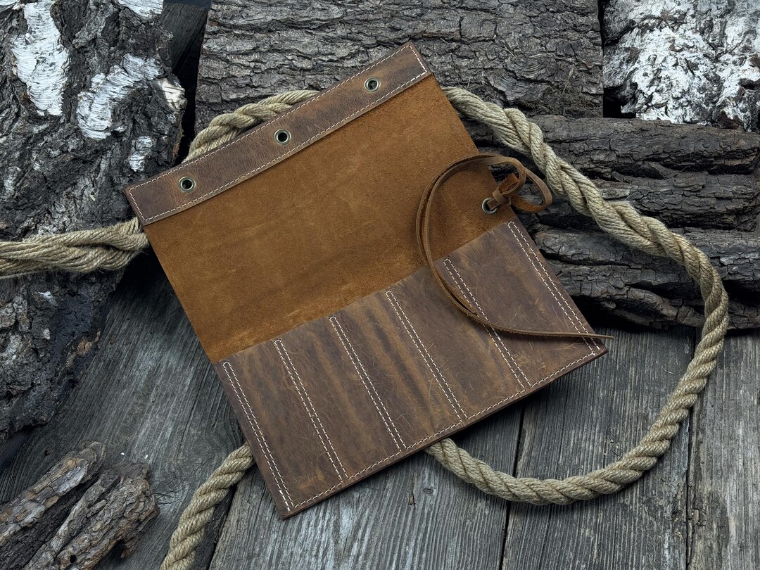 Genuine Leather Chisel Case With 5 Pockets. Leather Crazy Horse. Tool ...