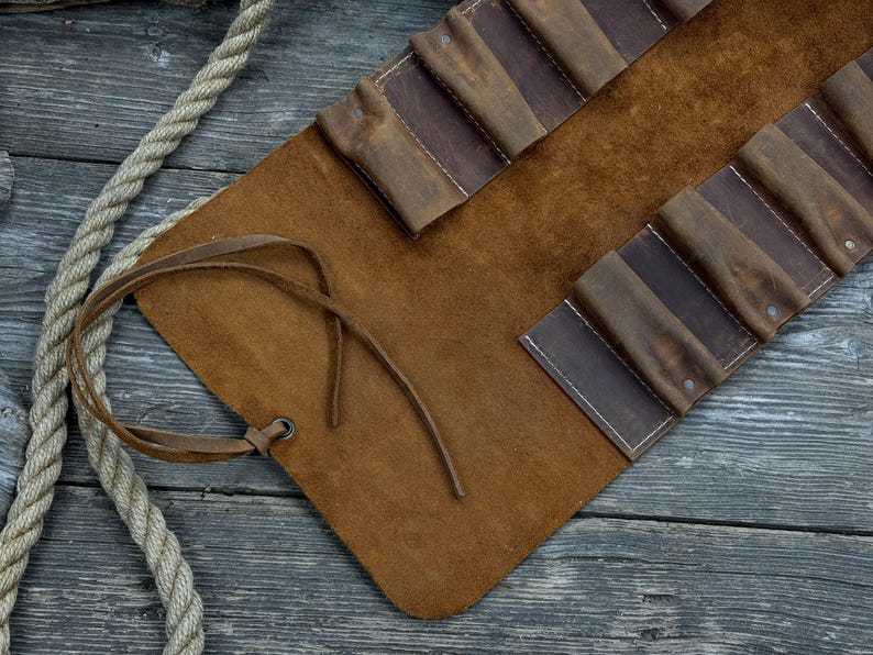 Universal Leather Tool Roll With 10 Pockets. Genuine Leather Crazy ...