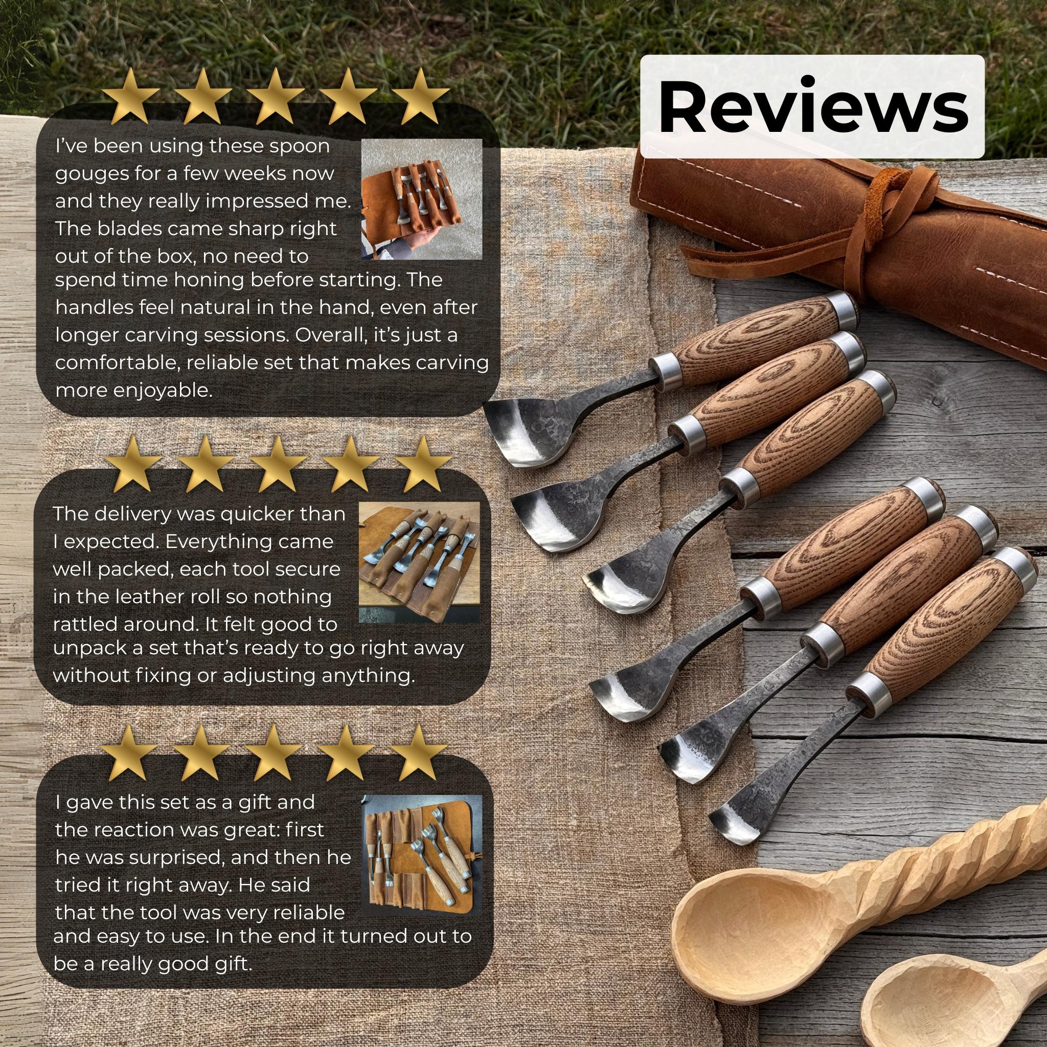 Forged 6-piece Gouge Set for Wood Carving. 52100 Carbon Steel Blades ...