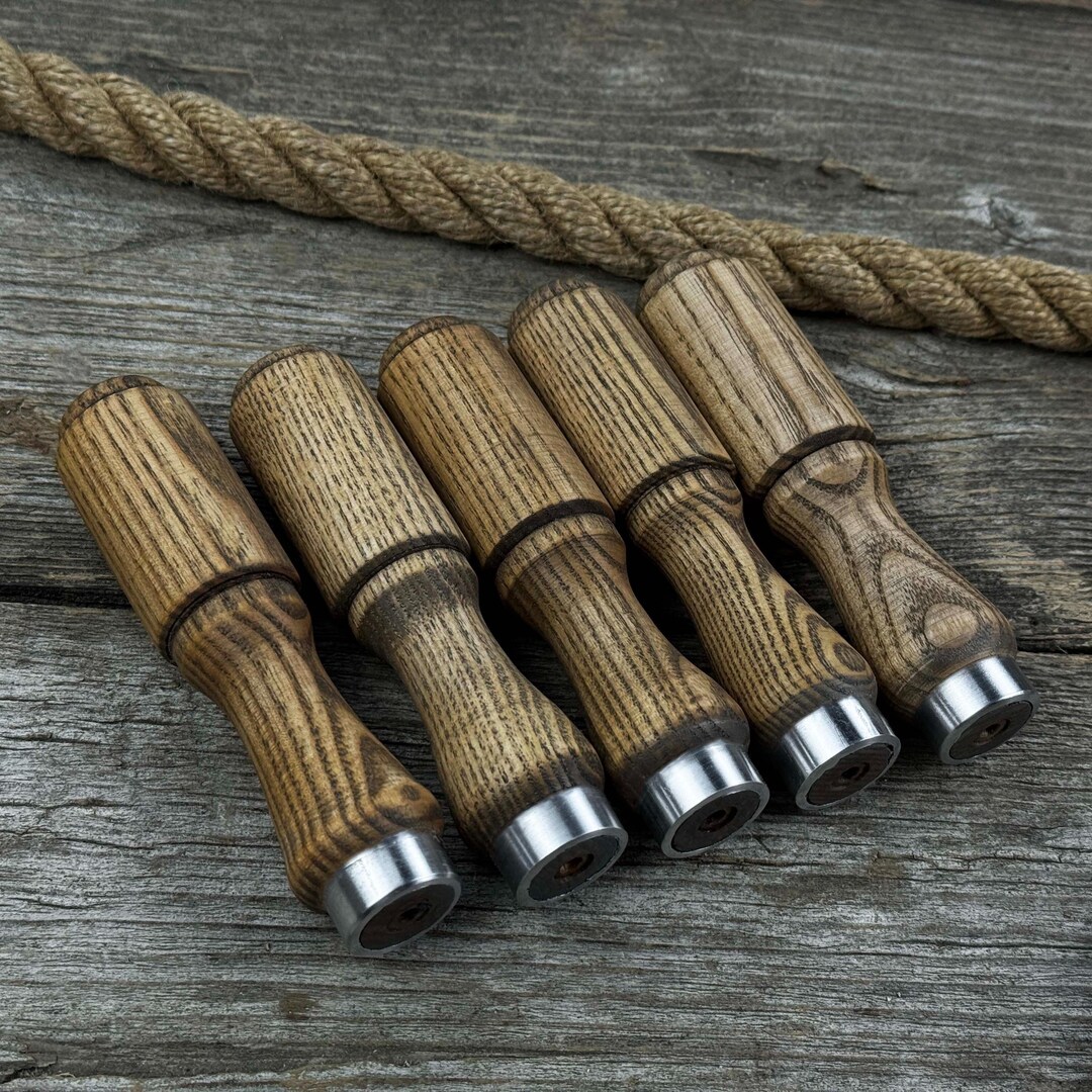 Set of 5 Handcrafted Ash Wood Handles With Aluminum Rings – Ergonomic ...