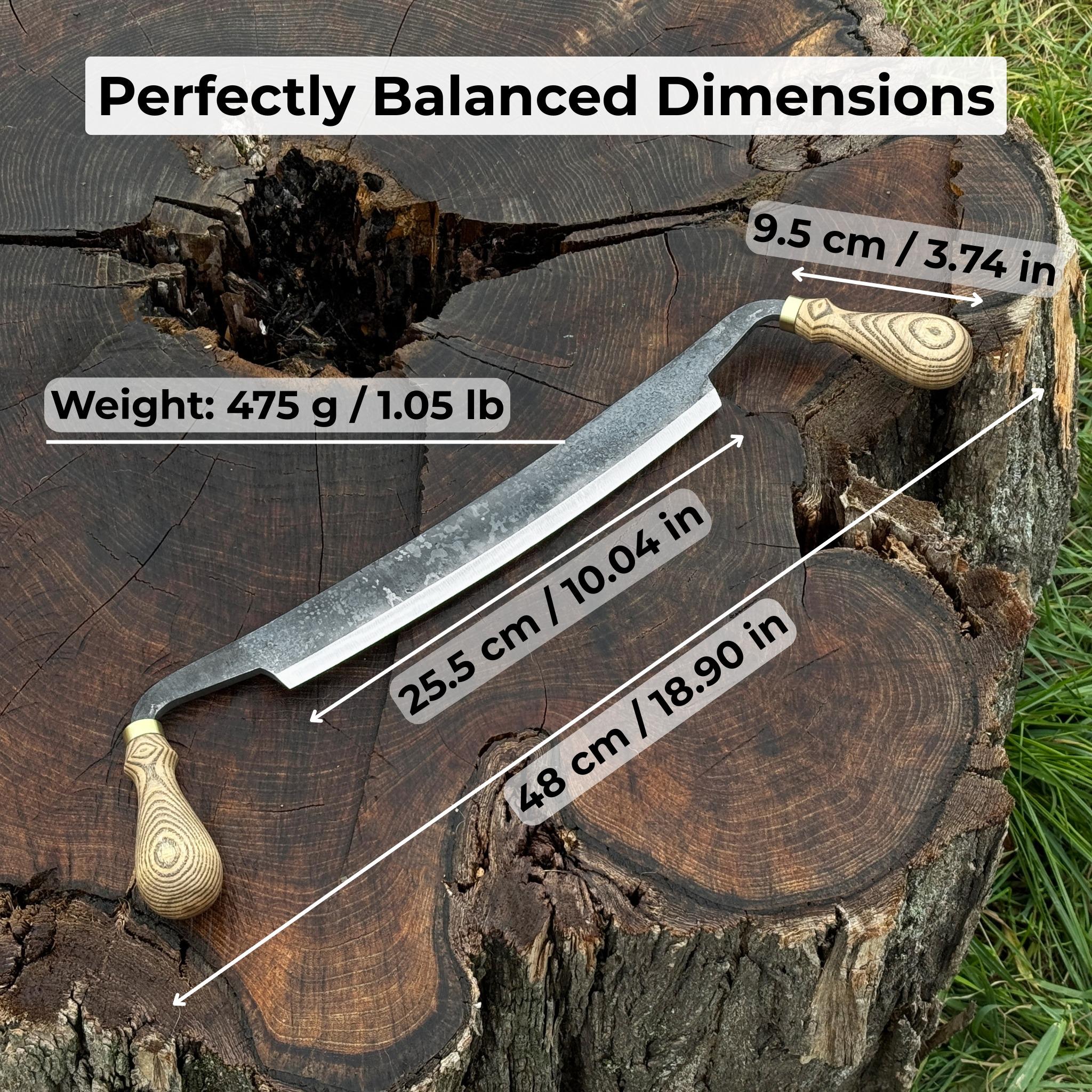 Large Curved Drawknife – Hand Forged 52100 Carbon Steel Blade, Ash ...