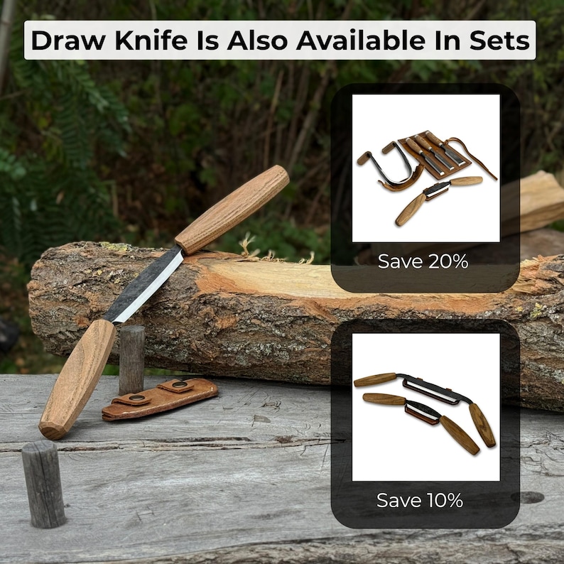 Small Drawknife for Wood Projects. Sharp Carbon Steel Blade, Ash Wood ...