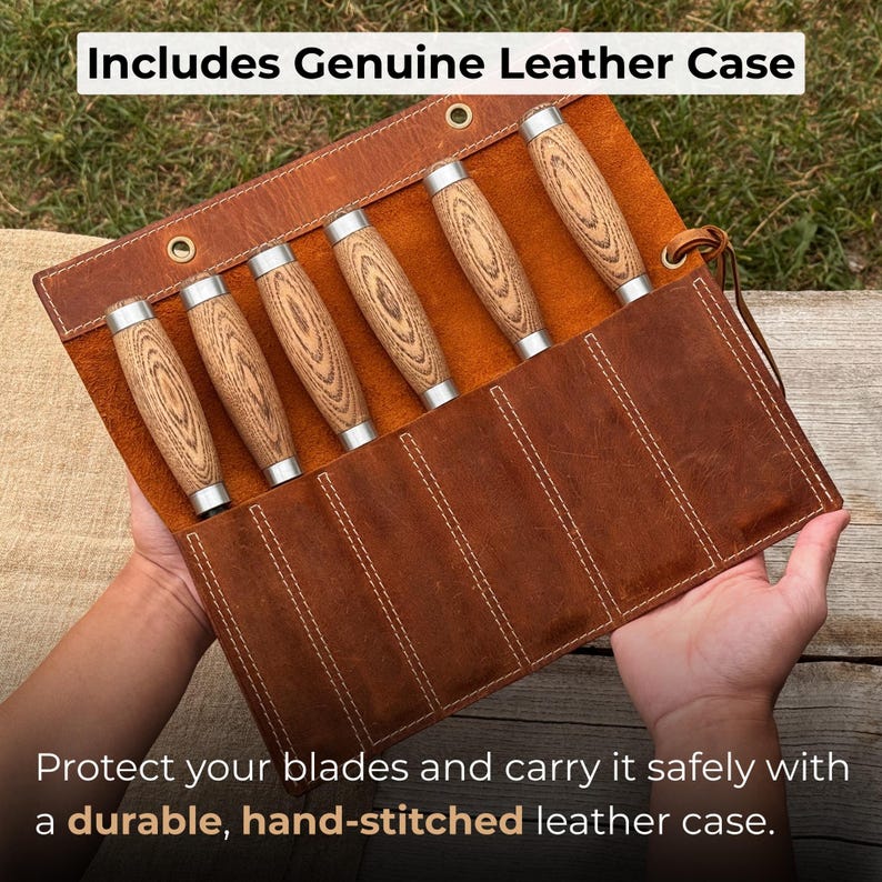 Wood Carving Chisels – 52100 Carbon Steel Blades, Ash Wood Handles ...