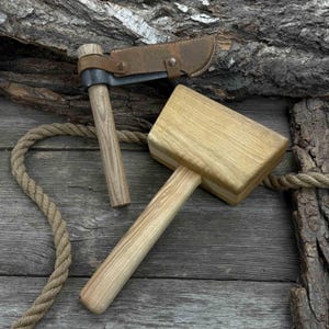 Set Splitting Froe and Wooden Mallet for Woodworking. Sharp Carbon ...