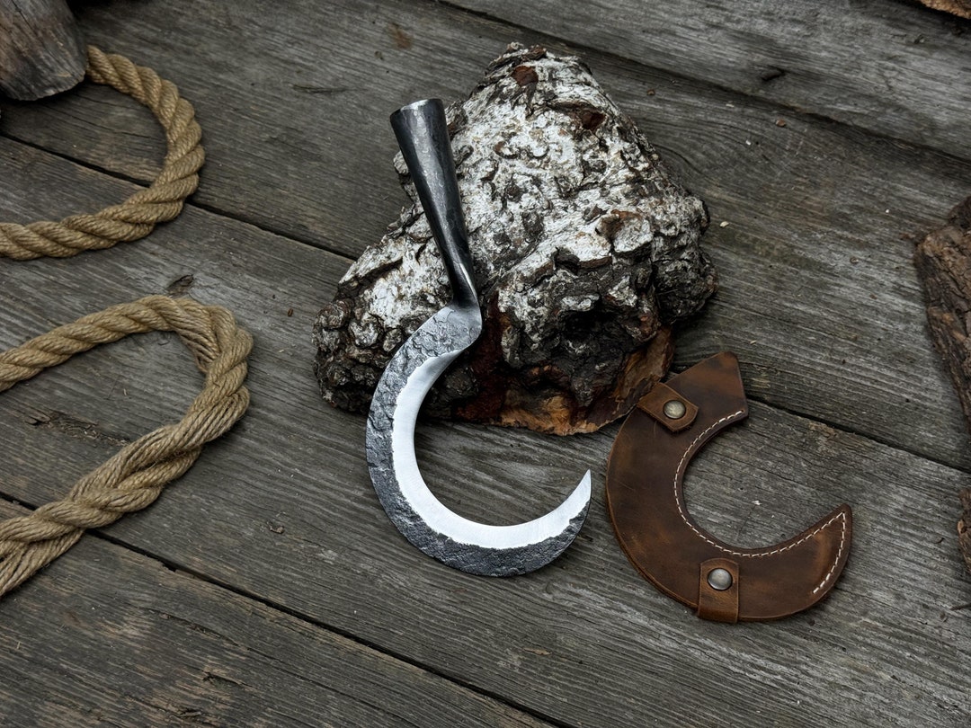 Small Sickle With Forged Handle. Sharp Blade. Hand Forged From Hardened ...