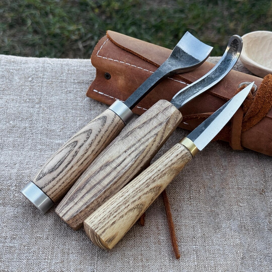 Hand-forged 3-piece Spoon Carving Tool Set. 52100 Carbon Steel Blades ...