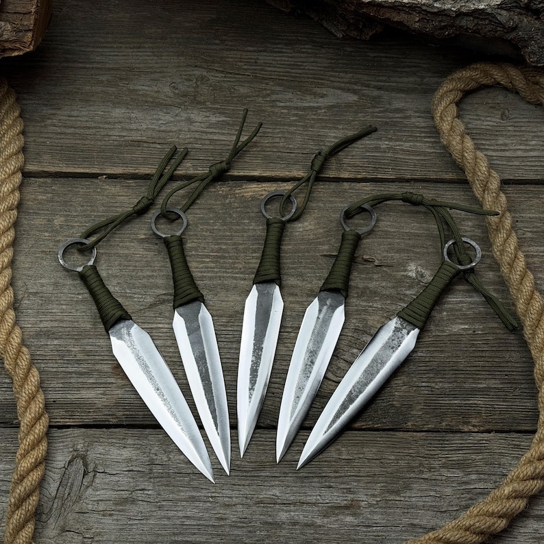 Hand-forged 5-piece Throwing Knife Set – (not Sharpened) 52100 Carbon ...