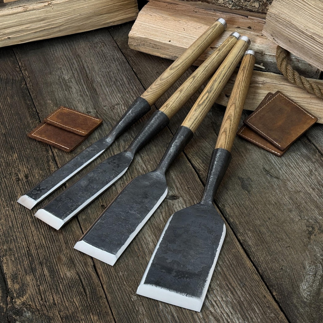 Forged 4-piece Slick Chisel Set – 52100 Carbon Steel Blades, Ash ...