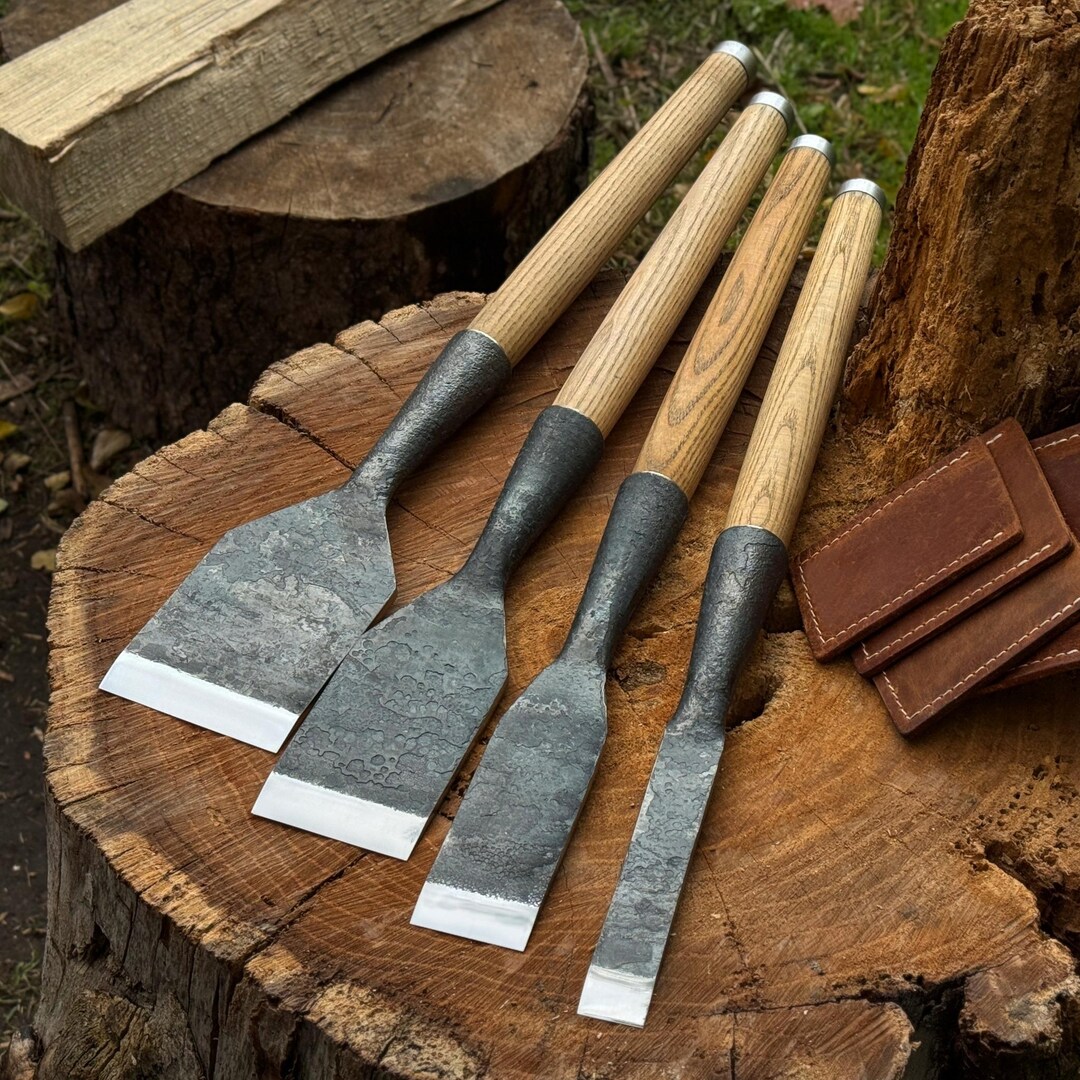 4-piece Timber Short Chisel Set – 52100 Carbon Steel Blades, Ash ...