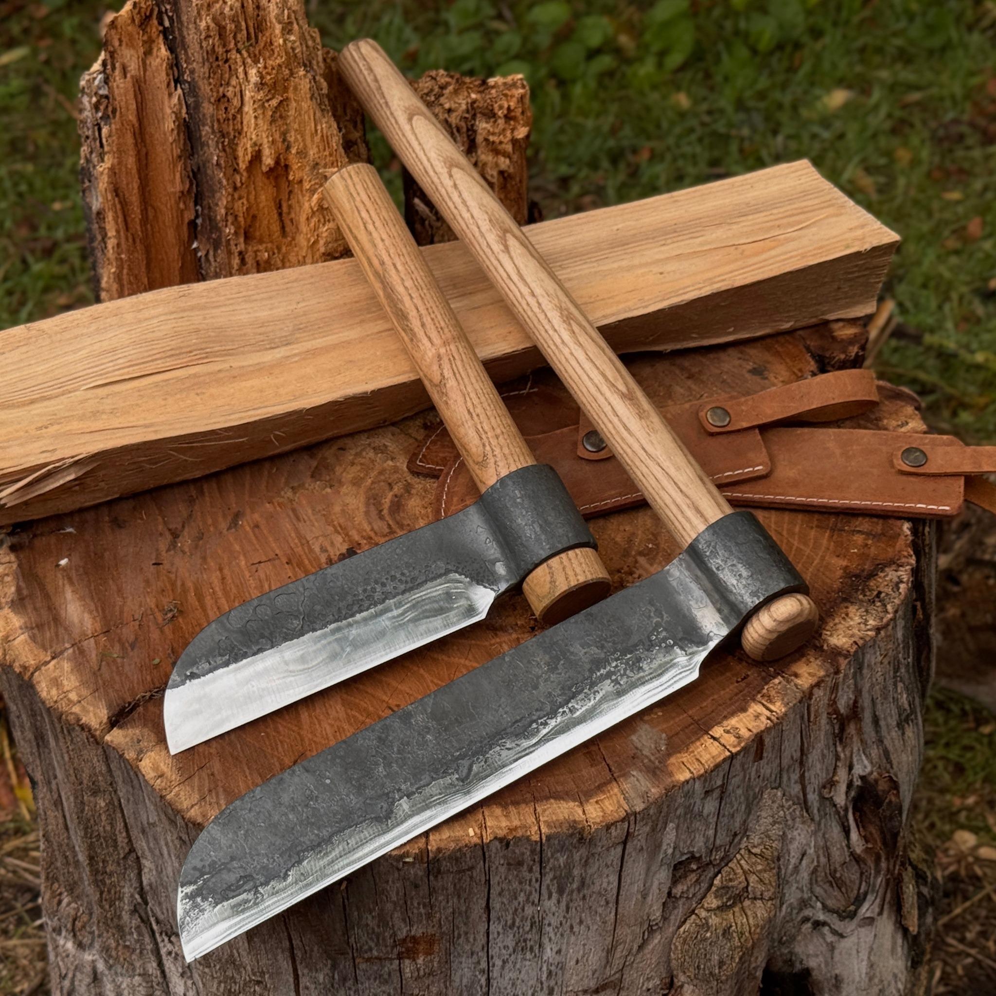 Hand-forged Splitting Froes – 52100 Carbon Steel Blades, Ash Handles ...