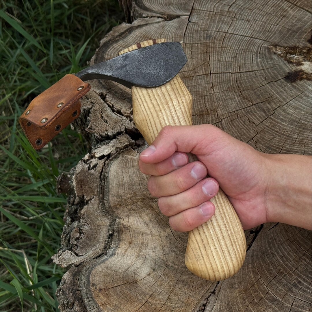 Woodworking Carving Adze. Hand Forged Hardened Carbon Steel Blade ...