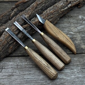 4 PCS Detailed Carving Tool Set. Sharp Carbon Steel Blades, Ash Wood ...