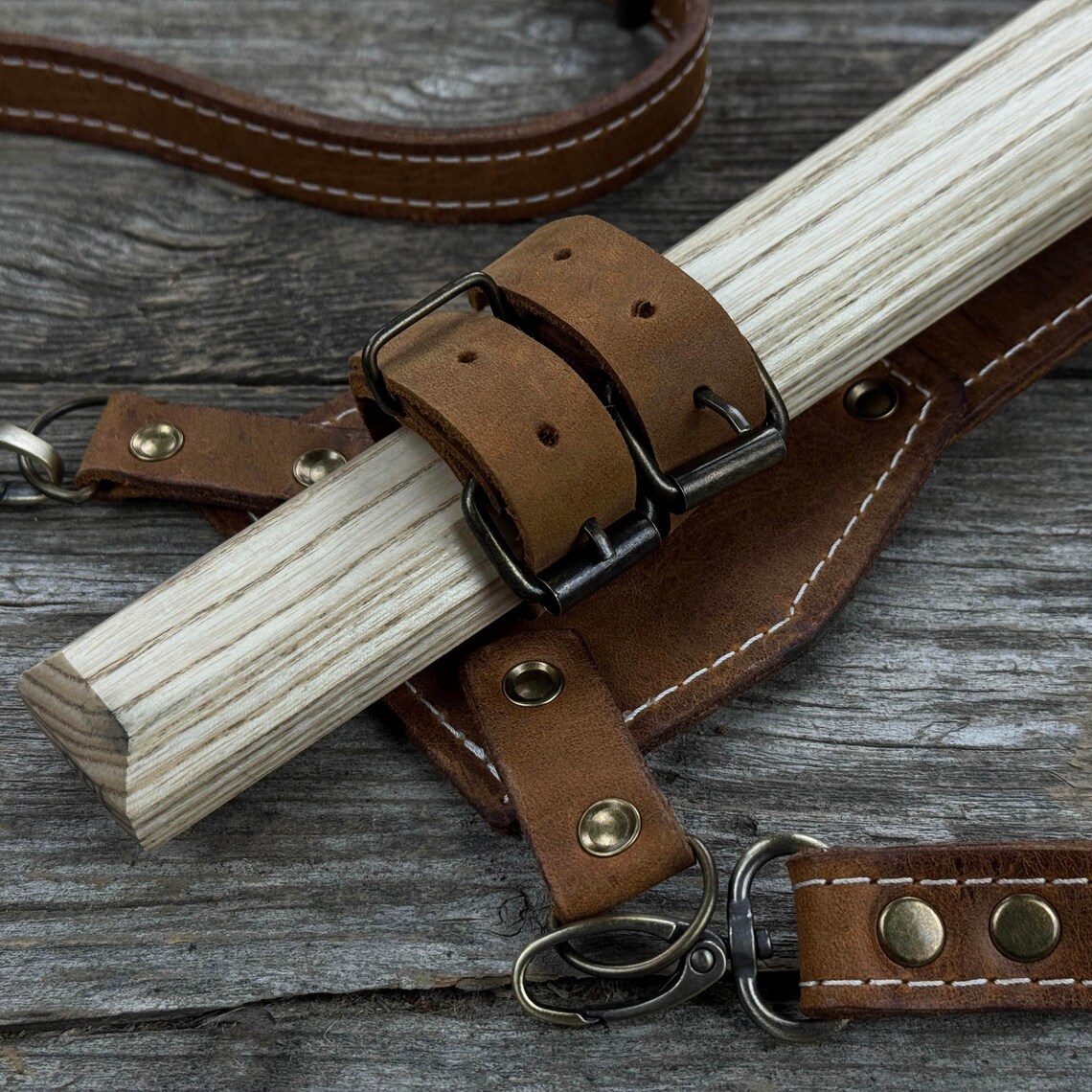 Bushcraft Hatchet. Sharp Carbon Steel Blade, Ash Wood Handle, Leather ...