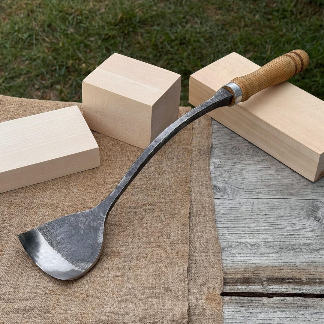 Forged Big Swan Neck Gouge. Sharp Carbon Steel Blade, Ash Wood Handle ...