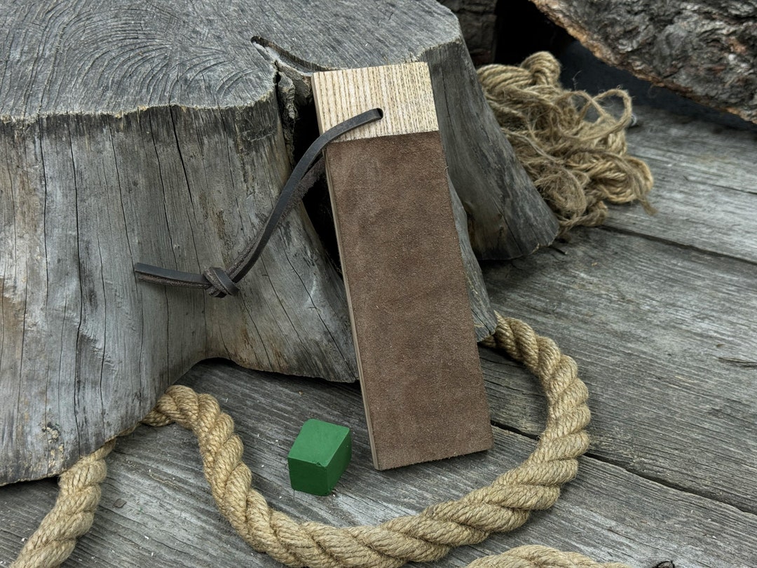 Leather Strop for Knives. Polishing Paste Included. Ash Wood Board ...