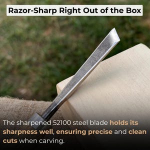 Bevel Oblique Chisel. Hand-forged Carbon Steel Blade, Ash Wood Handle ...