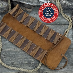 Genuine Leather Tool Roll With 15 Pockets. Universal Leather Crazy ...