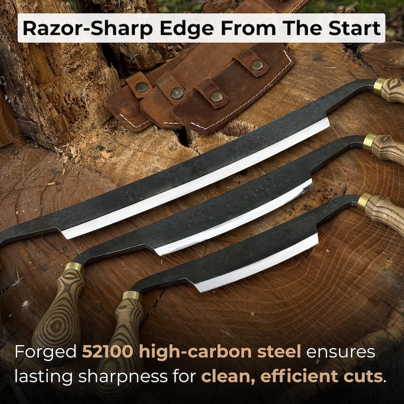 Curved Blade Drawknives – Custom Sizes Available – 52100 Carbon Steel ...
