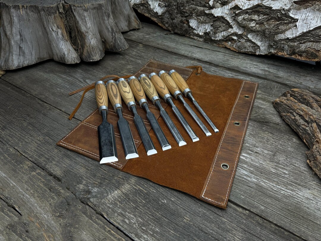 Timber Framing Chisel Set 8 Pcs With Leather Case. Razor Sharp Blades ...
