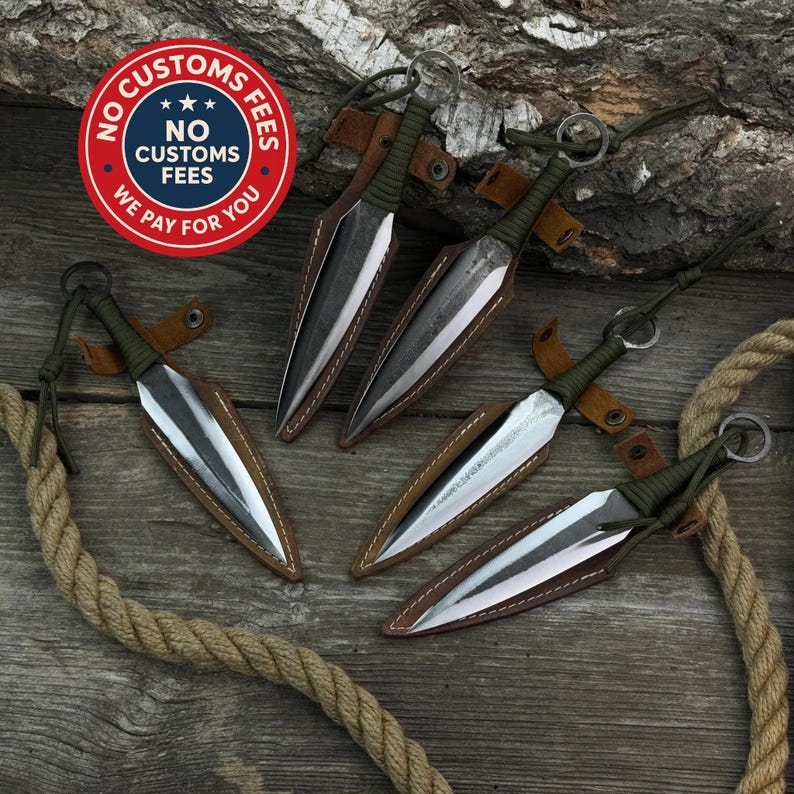 Hand-forged Set 5 PCS Knife for Throwing Outdoors. Carbon Steel Blades ...