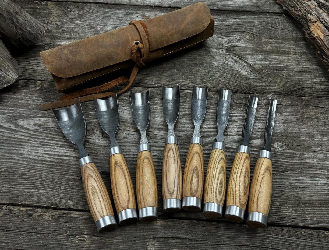 8-piece Wood Carving Gouge Set – Hand-forged Sharp Carbon Steel Blades ...