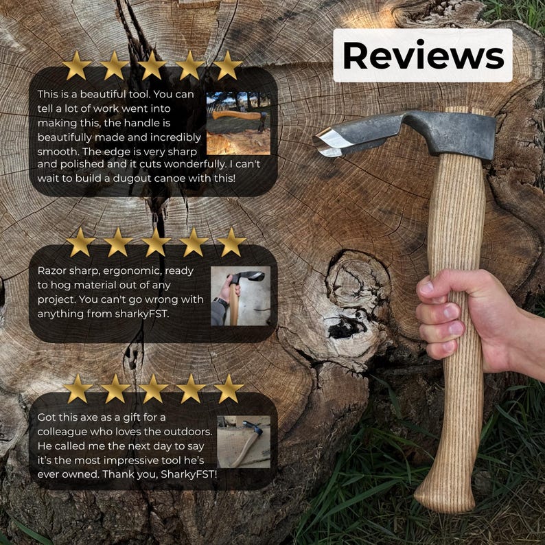Wood Carving Adze – 52100 Carbon Steel Blade, Ash Wood Handle – Hand ...