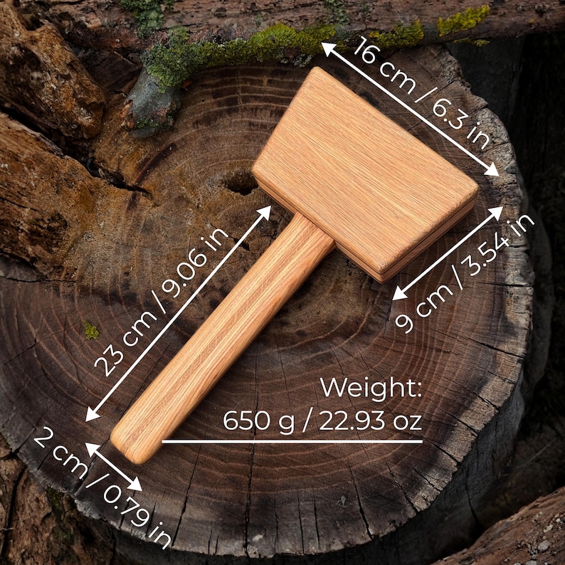 Wood Mallet. Ergonomic Handle and Balanced Weight. Compact and Sturdy ...
