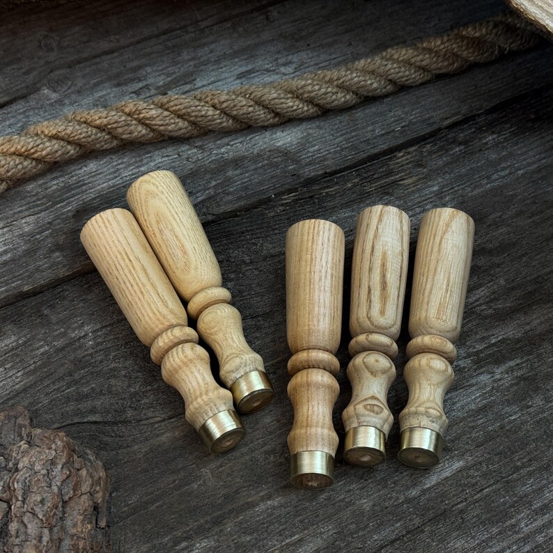 5-piece Ash Wood Handle Set With Brass Rings. Universal Replacement ...